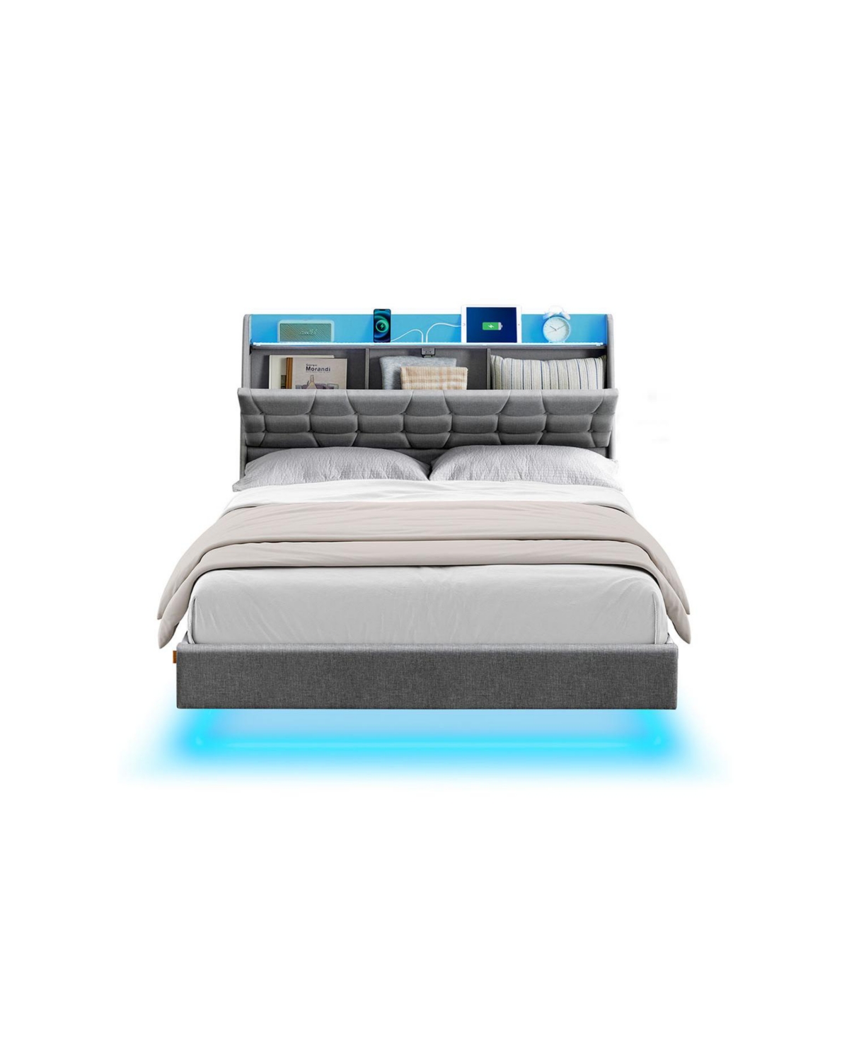 Click here for Slickblue Queen Size Floating Bed Frame with Led L... prices
