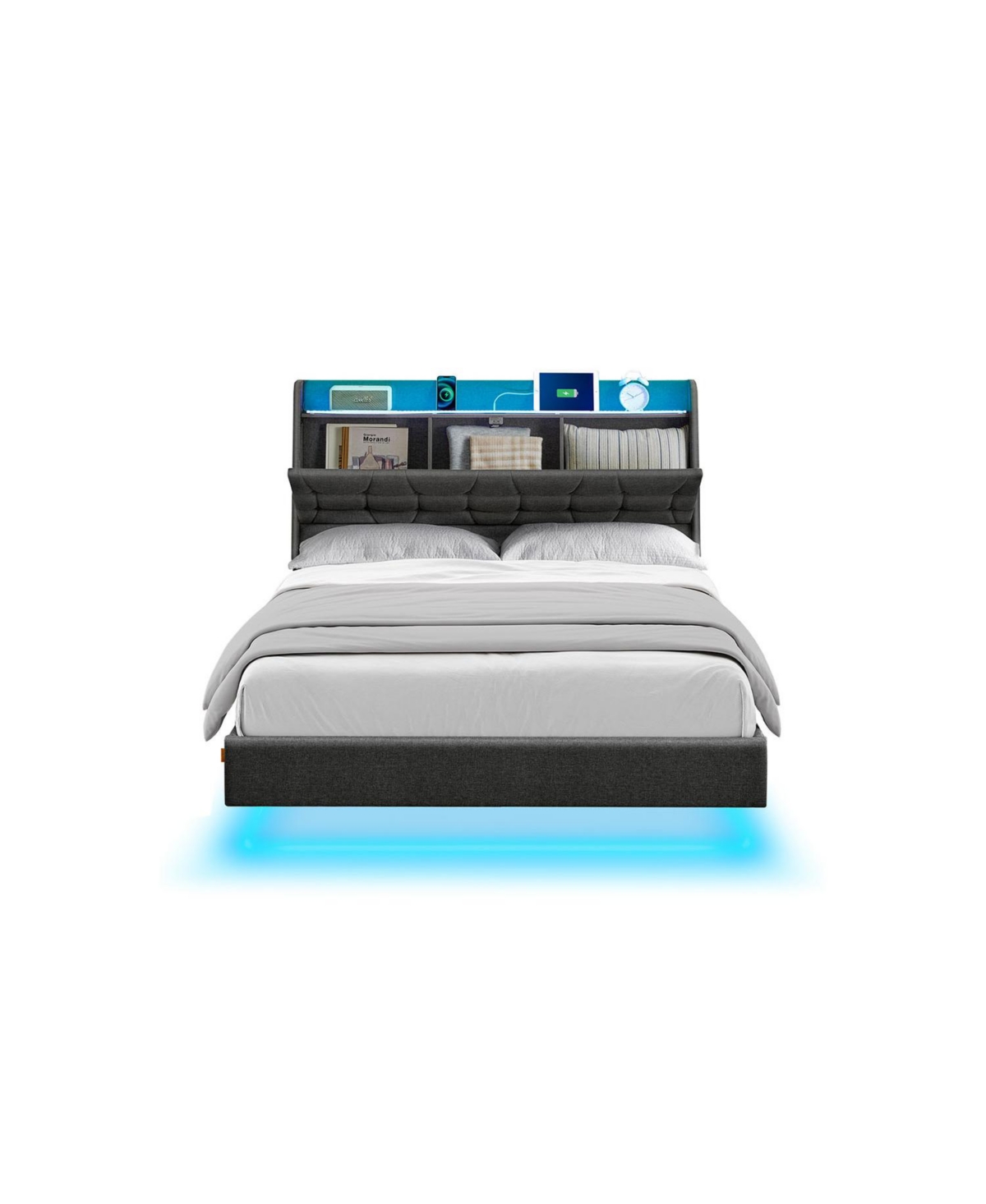 Click here for Slickblue Queen Size Floating Bed Frame with Led L... prices