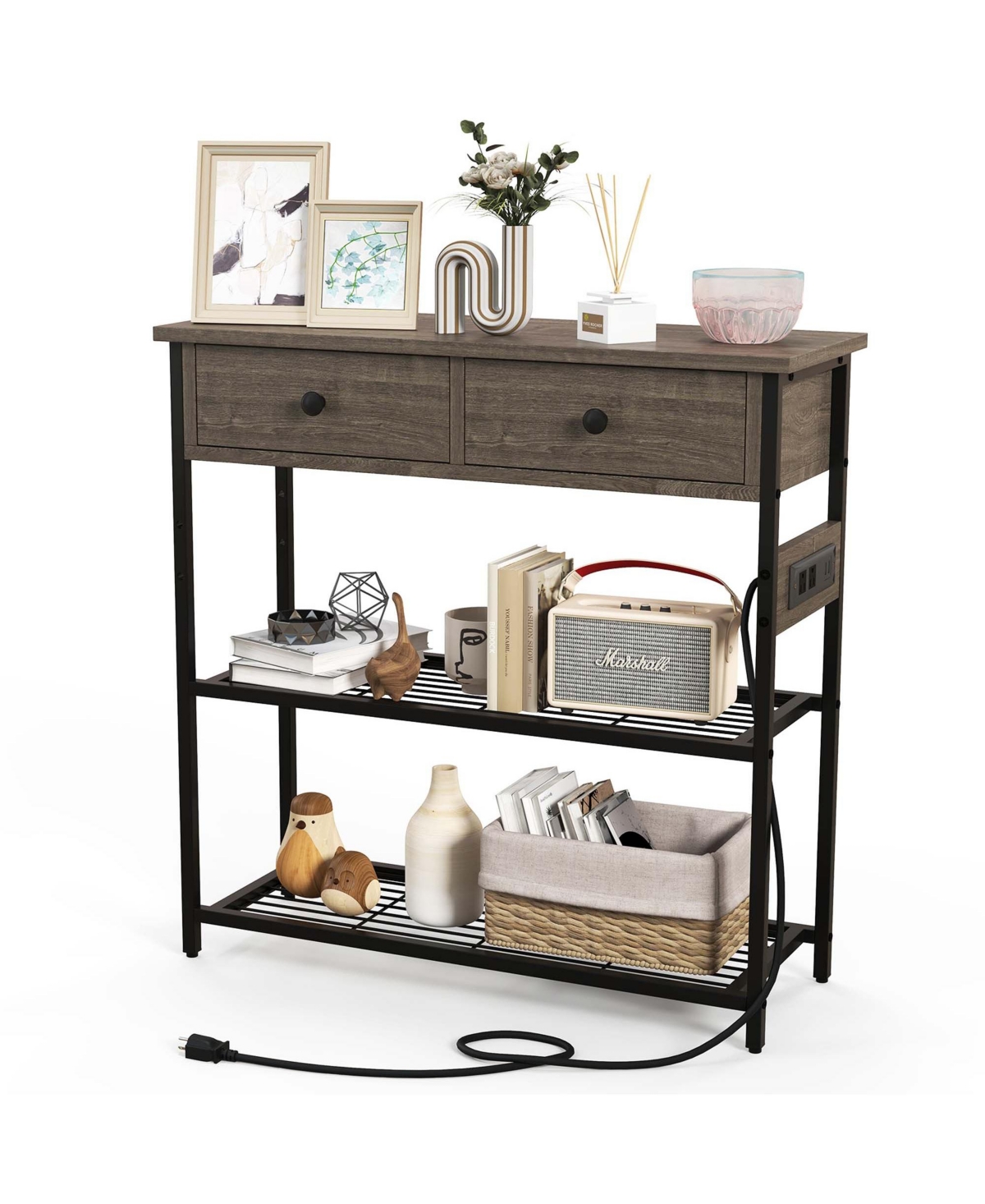 Click here for Costway Entryway Table with Charging Station Narro... prices
