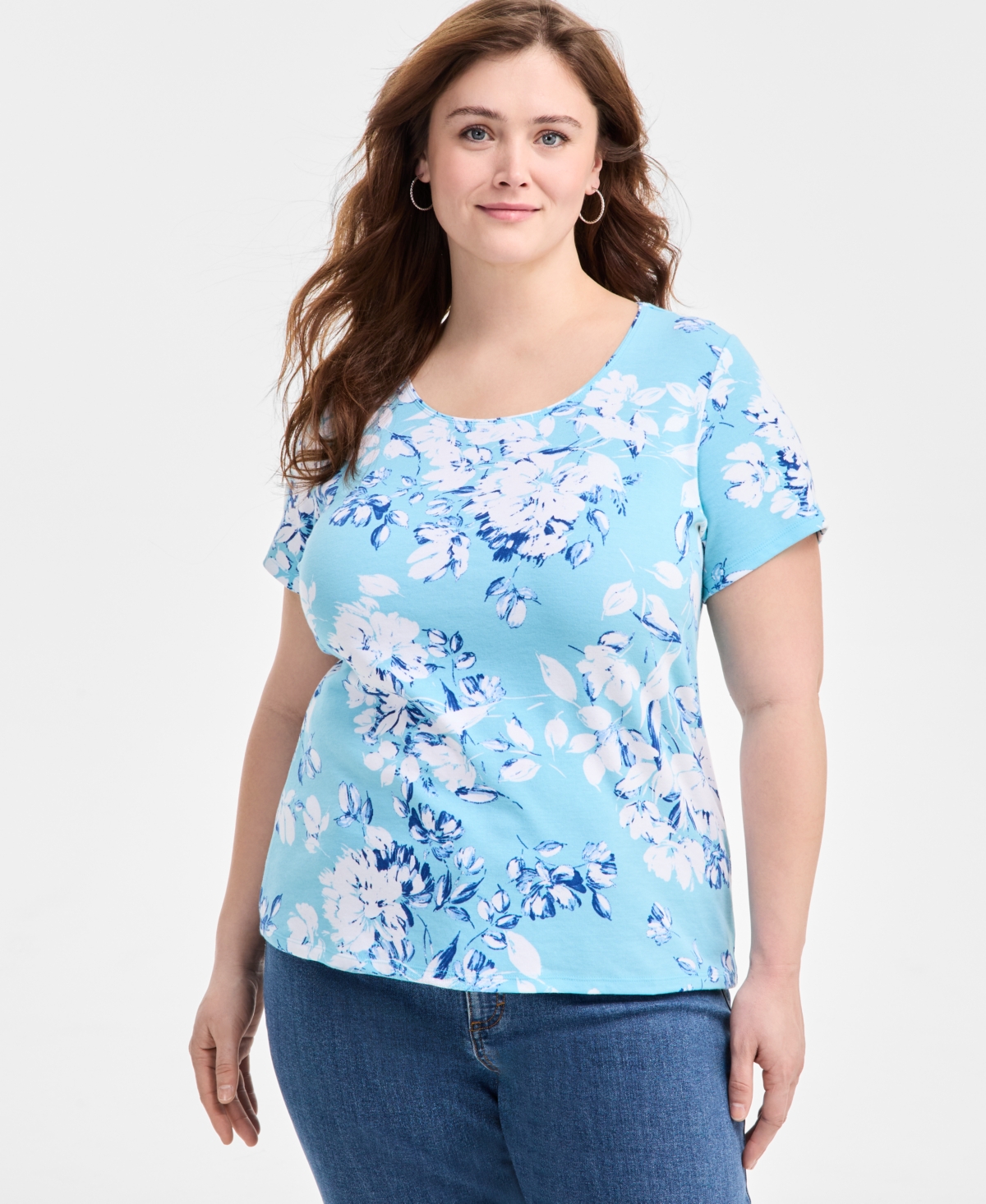 Click here for Style & Co Plus Size Printed Scoop-Neck Top  Exclu... prices