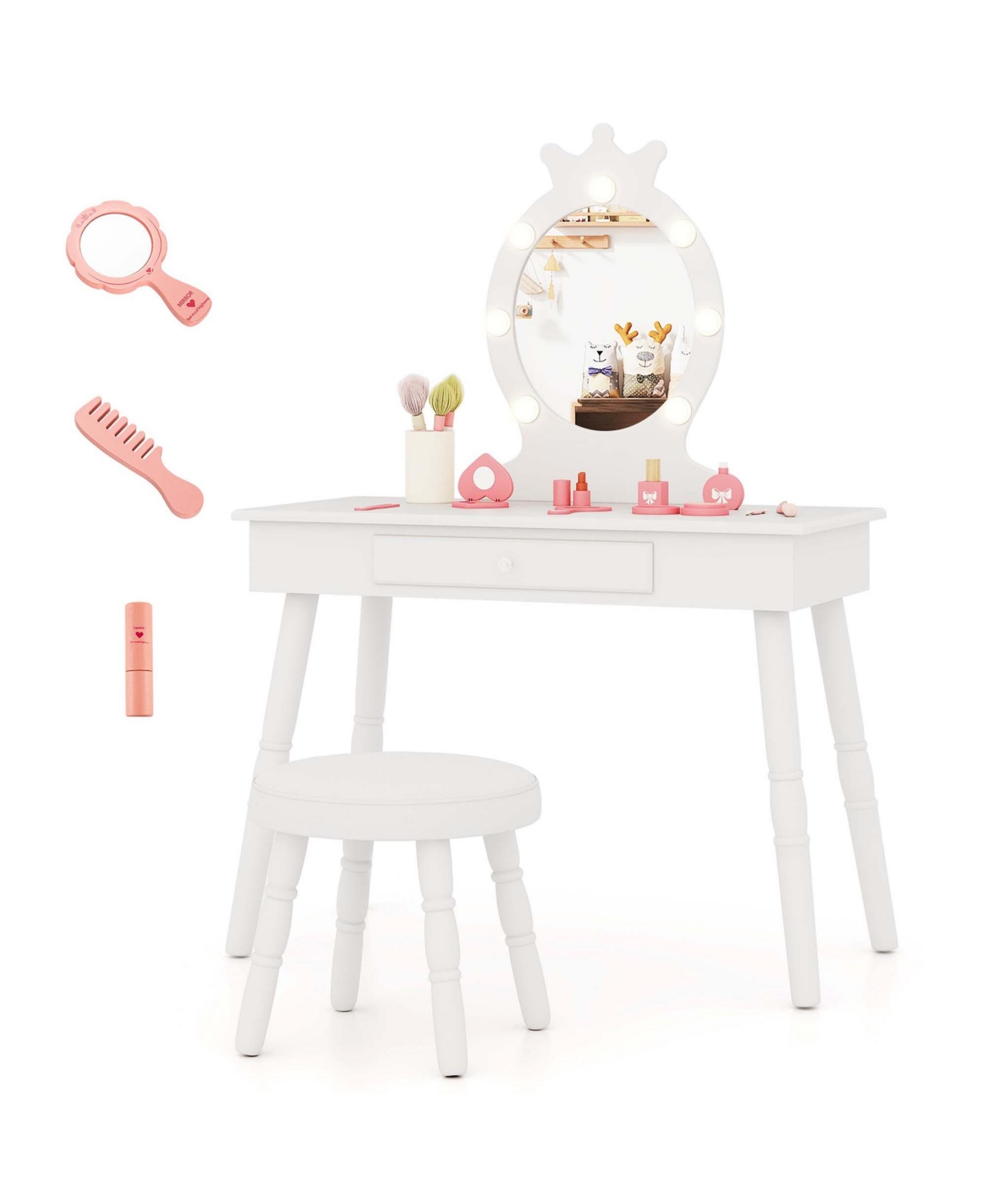 Click here for Costway Kids Vanity Set Princess Vanity Table & Ch... prices