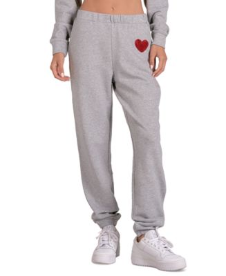 Elan Women's Cotton High-Rise Heart-Graphic Cotton Sweatpants - Macy's