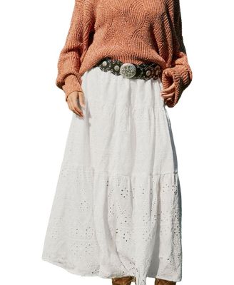 CUPSHE Women's White Cotton Eyelet Midi Skirt - Macy's