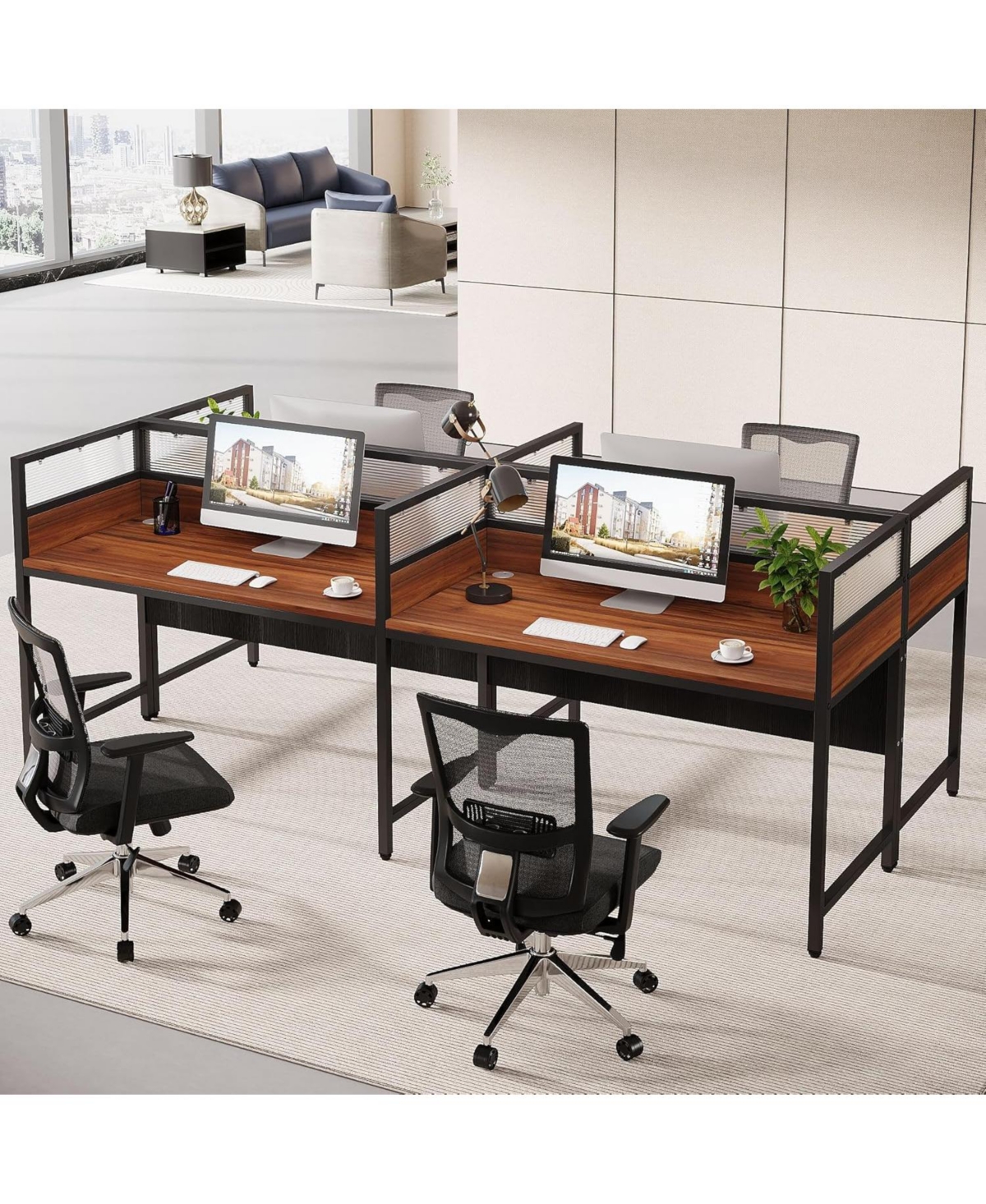 Click here for Tribesigns 94.48 Two-Person Office Desk with Priva... prices