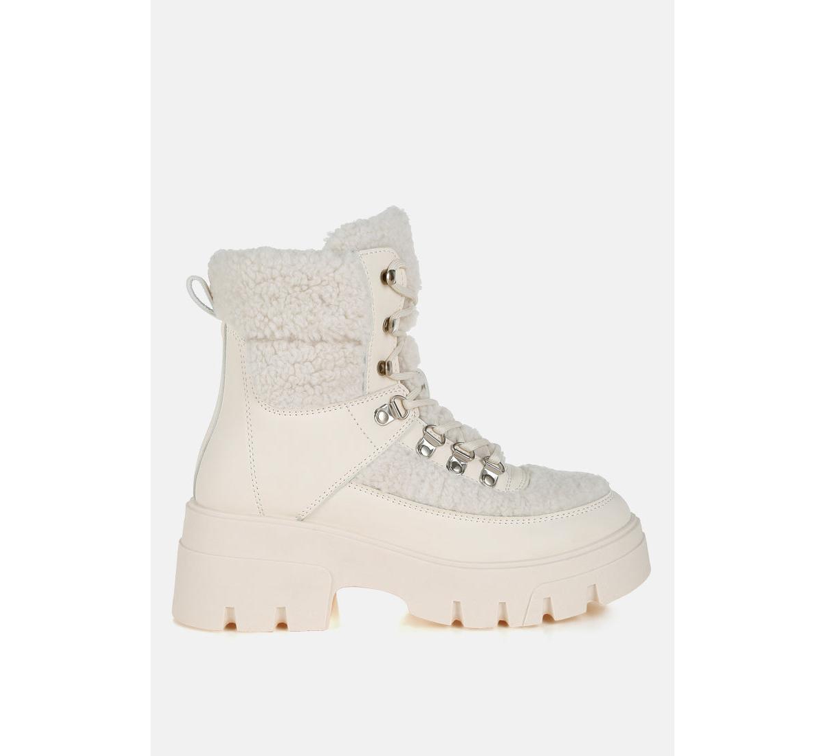 Click here for Wellerman Faux Fur Detail Chunky Hiker Boots - Bei... prices