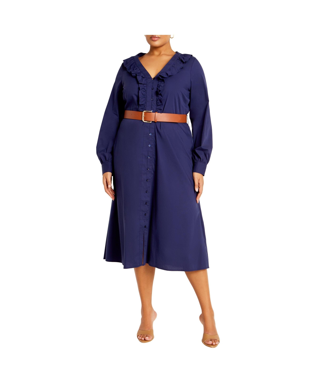 Click here for City Chic Plus Size Zoe Belted Dress - Navy prices