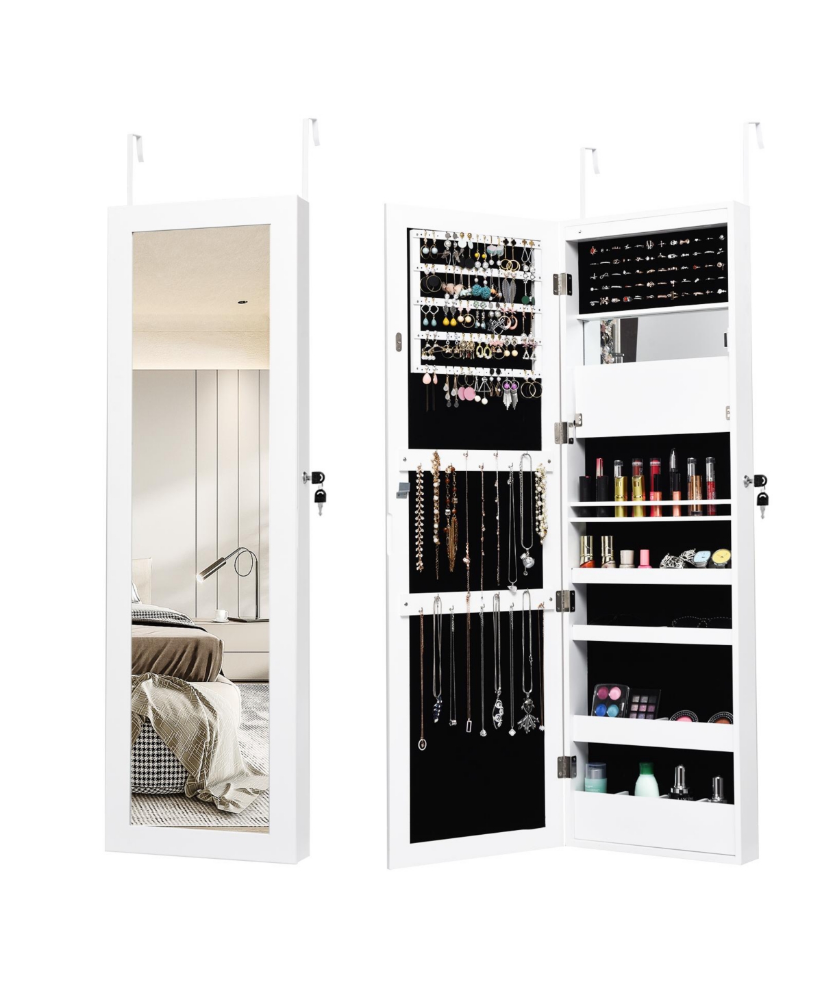 Click here for Lockable Wall Door Mounted Mirror Jewelry Cabinet... prices
