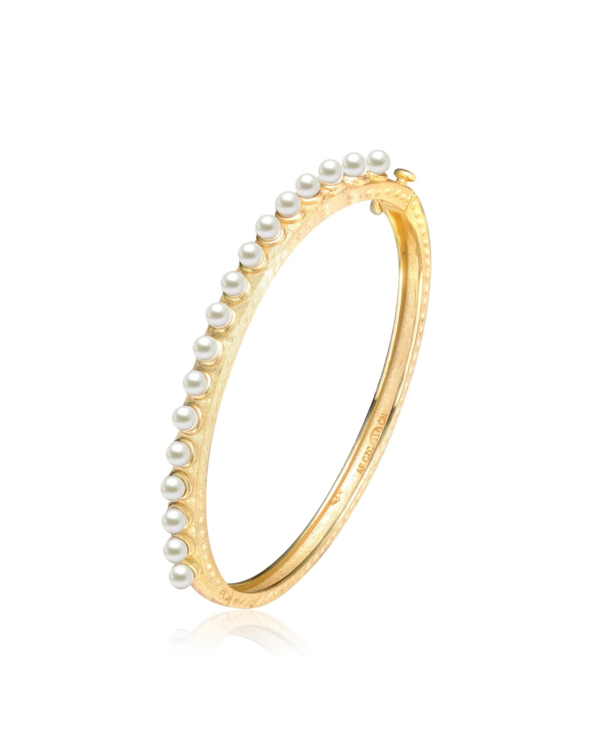 Click here for Sterling Silver 14K Gold Plated Beaded Bangle Brac... prices