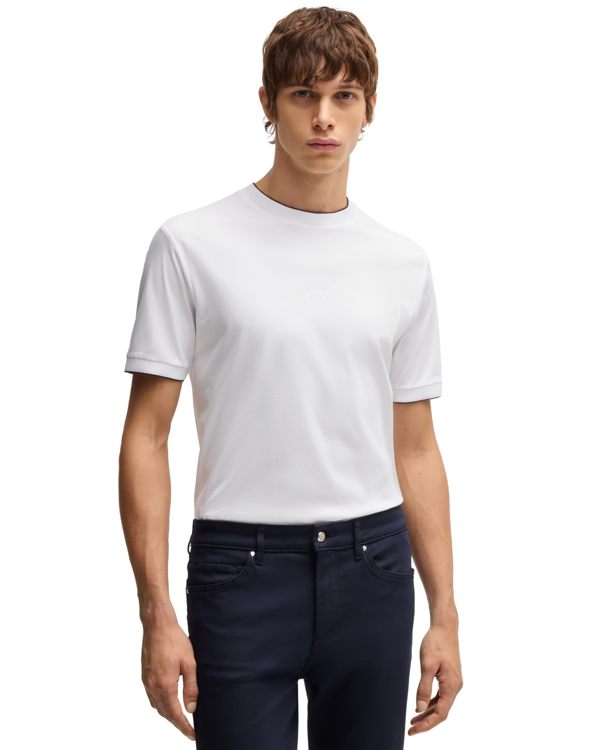 Click here for Hugo Boss X Porsche Mens Branded T-Shirt - White prices