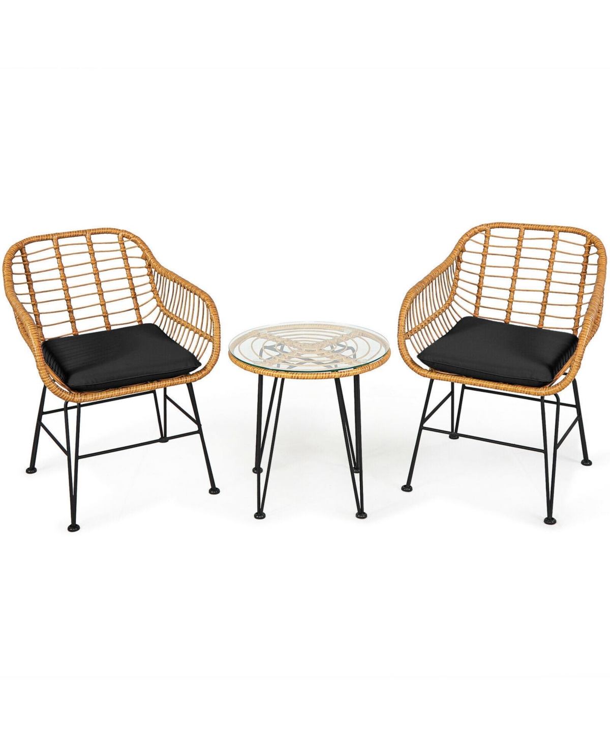Click here for 3 Pieces Rattan Furniture Set with Cushioned Chair... prices