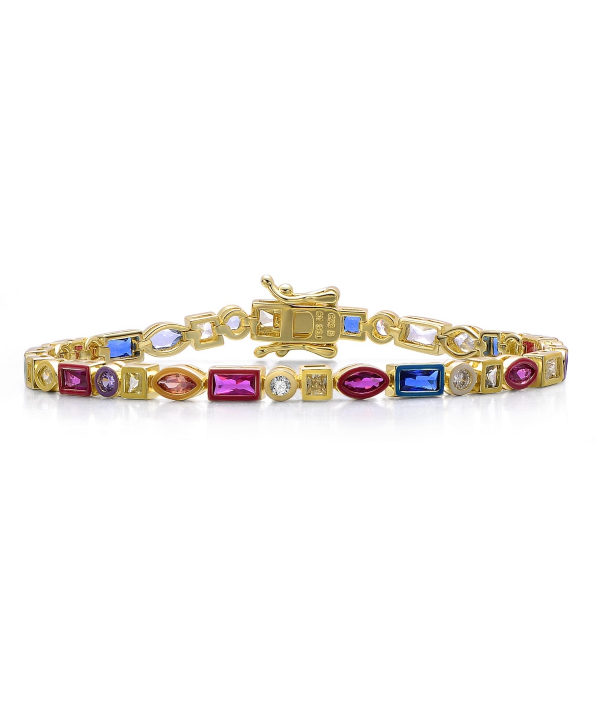 Click here for 14K Gold Plated Multi-Color Varied-Shape Tennis Br... prices