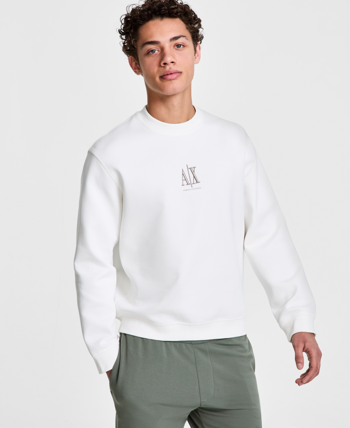 Click here for A X Armani Exchange Mens Icon Logo Fleece Crewneck... prices