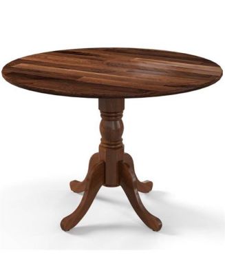 Solid Wood Round Kitchen Table – Rustic Dining Table with Sturdy Wood ...