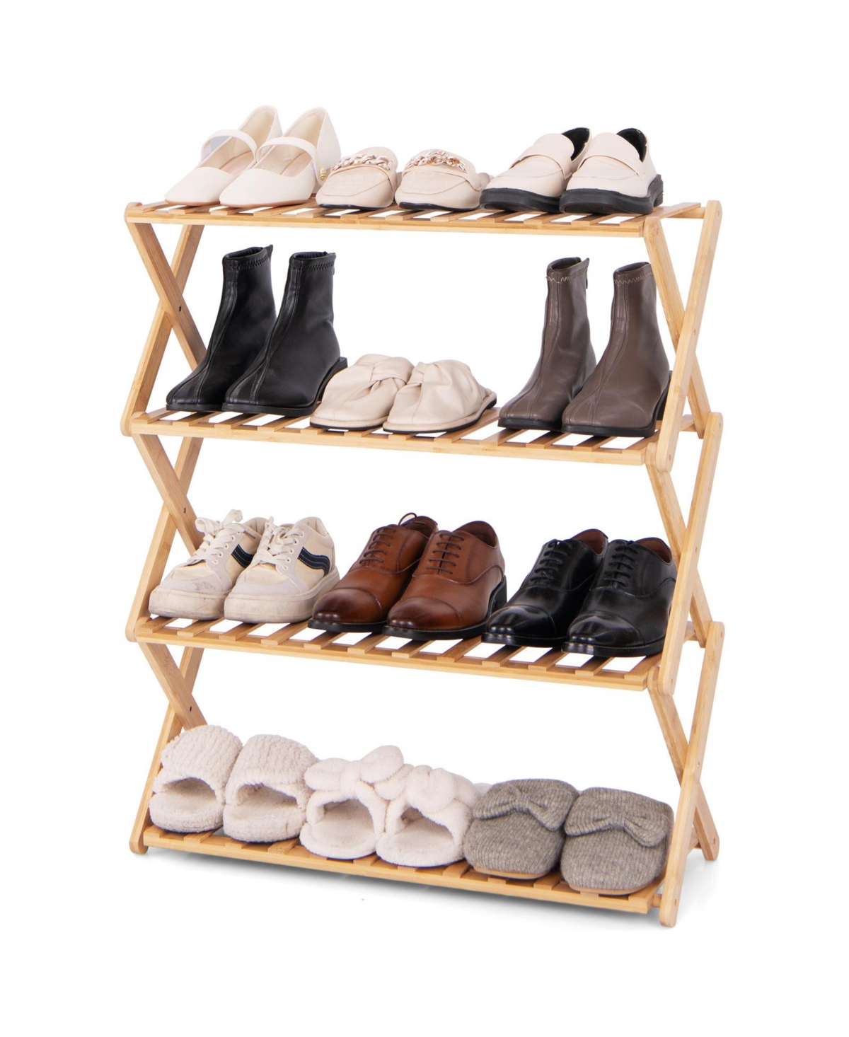 Click here for Gouun 4-Tier Foldable Bamboo Shoe Rack with Slatte... prices