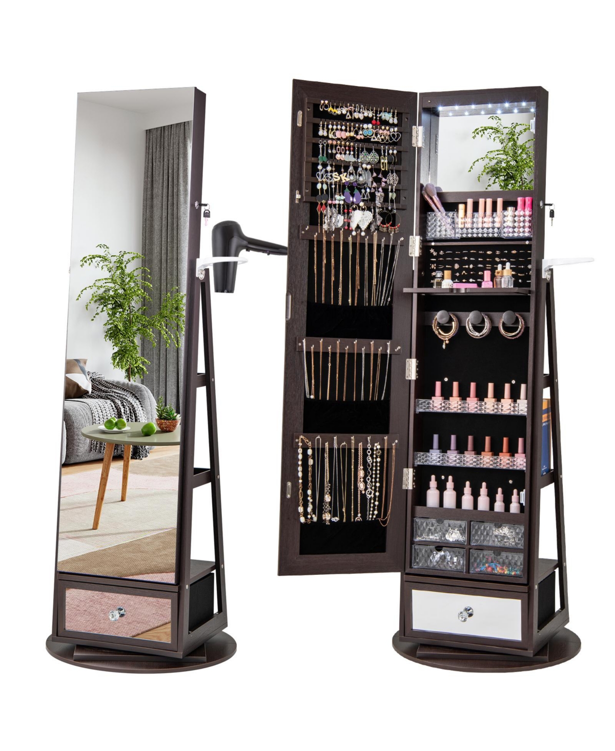 Click here for Gouun Lockable 360° Swivel Jewelry Cabinet wi... prices