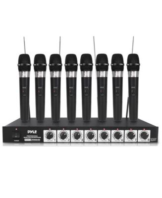 Pyle 8-Channel Wireless Microphone System, VHF, Includes 8 Handheld ...