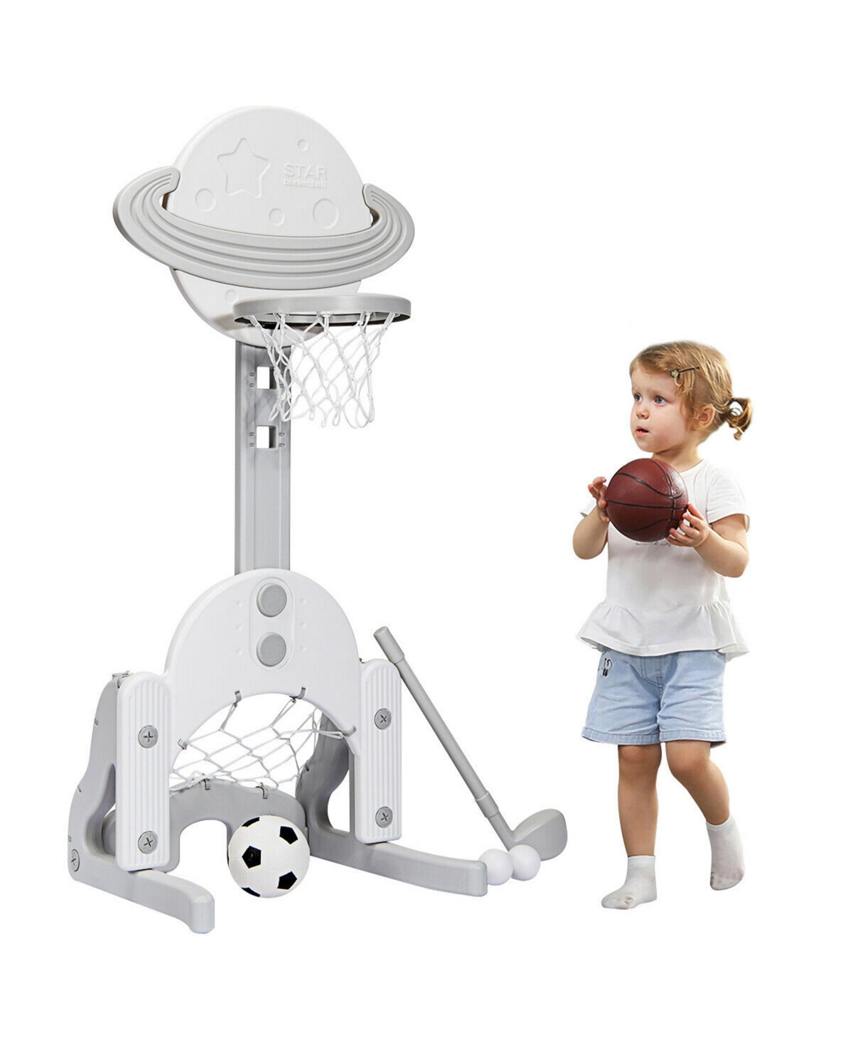 Click here for Gymax 3 in 1 Kids Basketball Hoop Set Adjustable S... prices