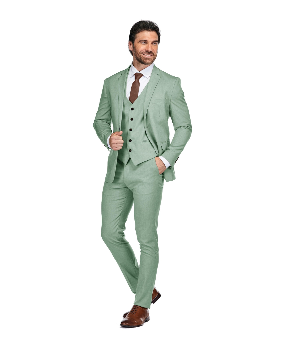 Click here for Gino Vitale Mens Skinny Fit 3-Piece Suit - Sage prices