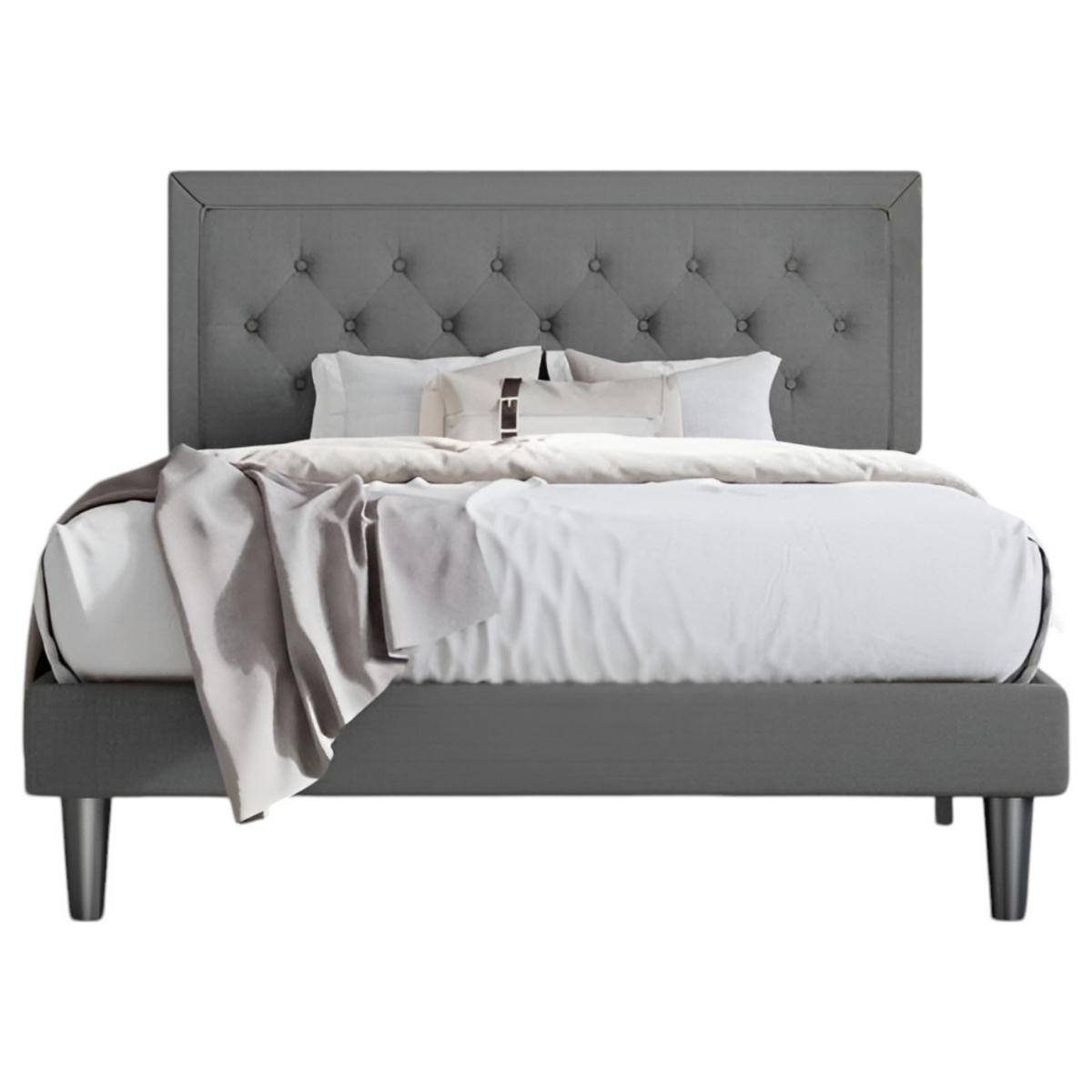 Click here for Linen Upholstered Platform Bed with Button-Tufted... prices
