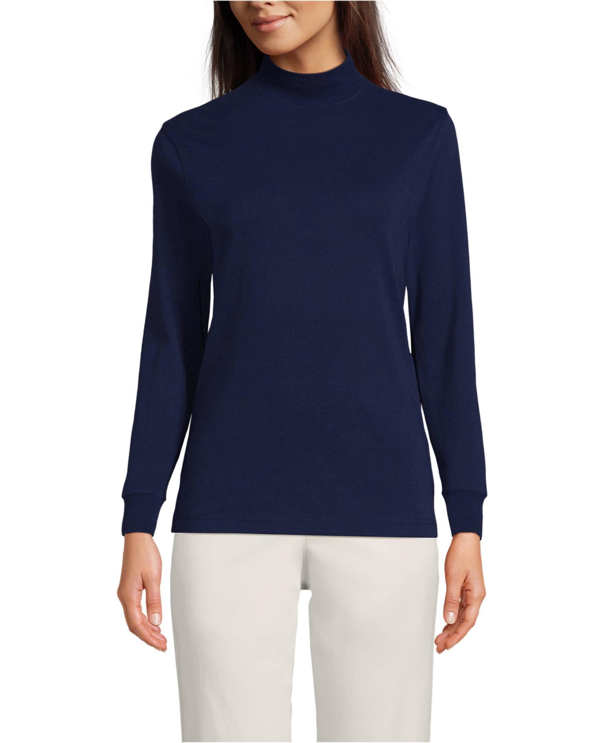 Click here for Lands End Womens Relaxed Cotton Long Sleeve Mock T... prices