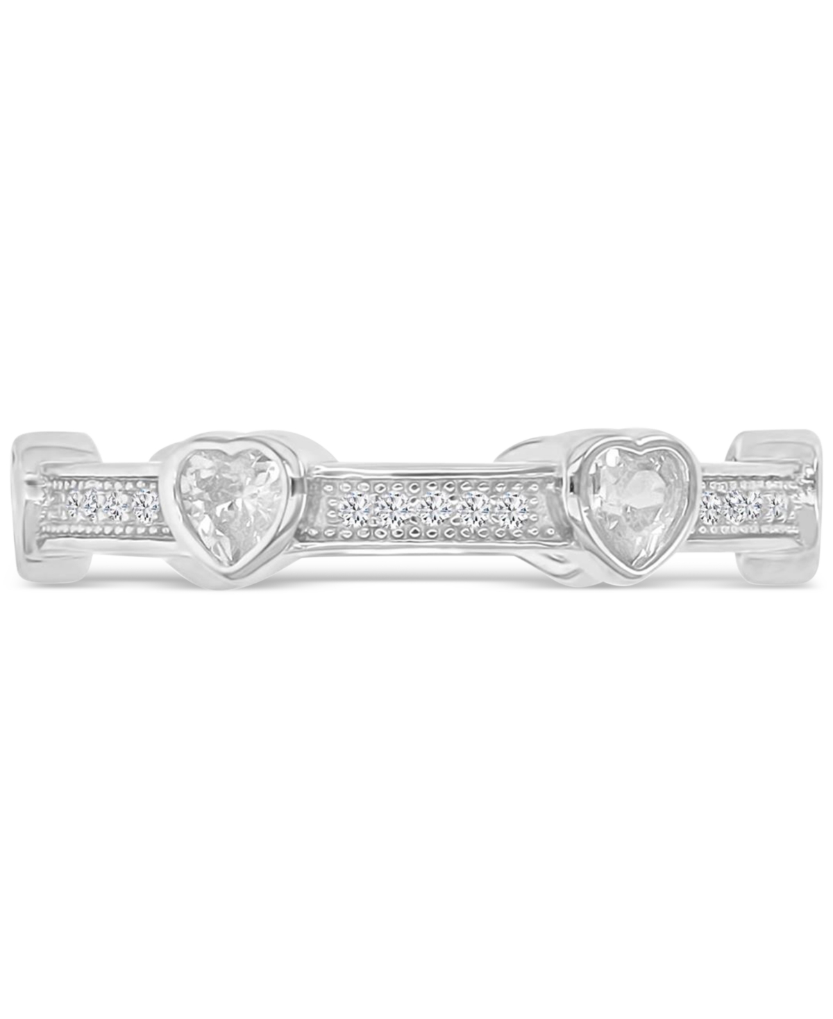 Click here for Cubic Zirconia Heart Bezel Stackable Band in Sterl... prices