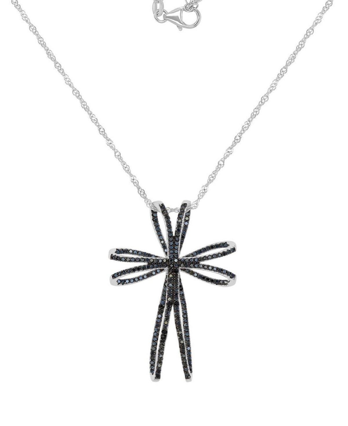 Click here for Macys Black Spinel Double Openwork Cross Pendant N... prices