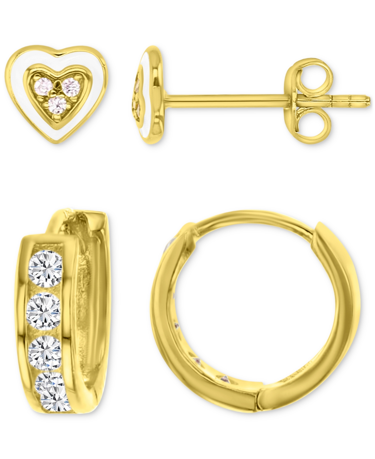 Click here for Heart & Huggie 2 Pc. Set Earrings in 14k Yellow Go... prices