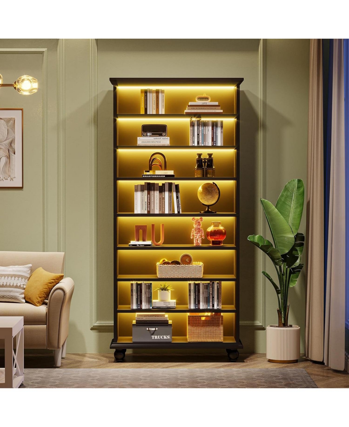 Click here for Tribesigns 69-Inch Tall Bookcase with Led Lighting... prices