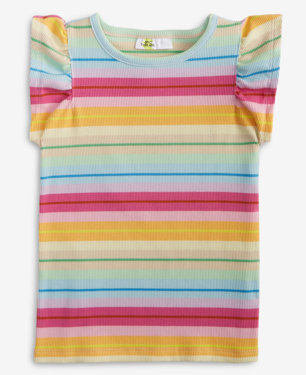 Click here for Epic Threads Toddler Girls Rib Flutter Stripe Tank... prices