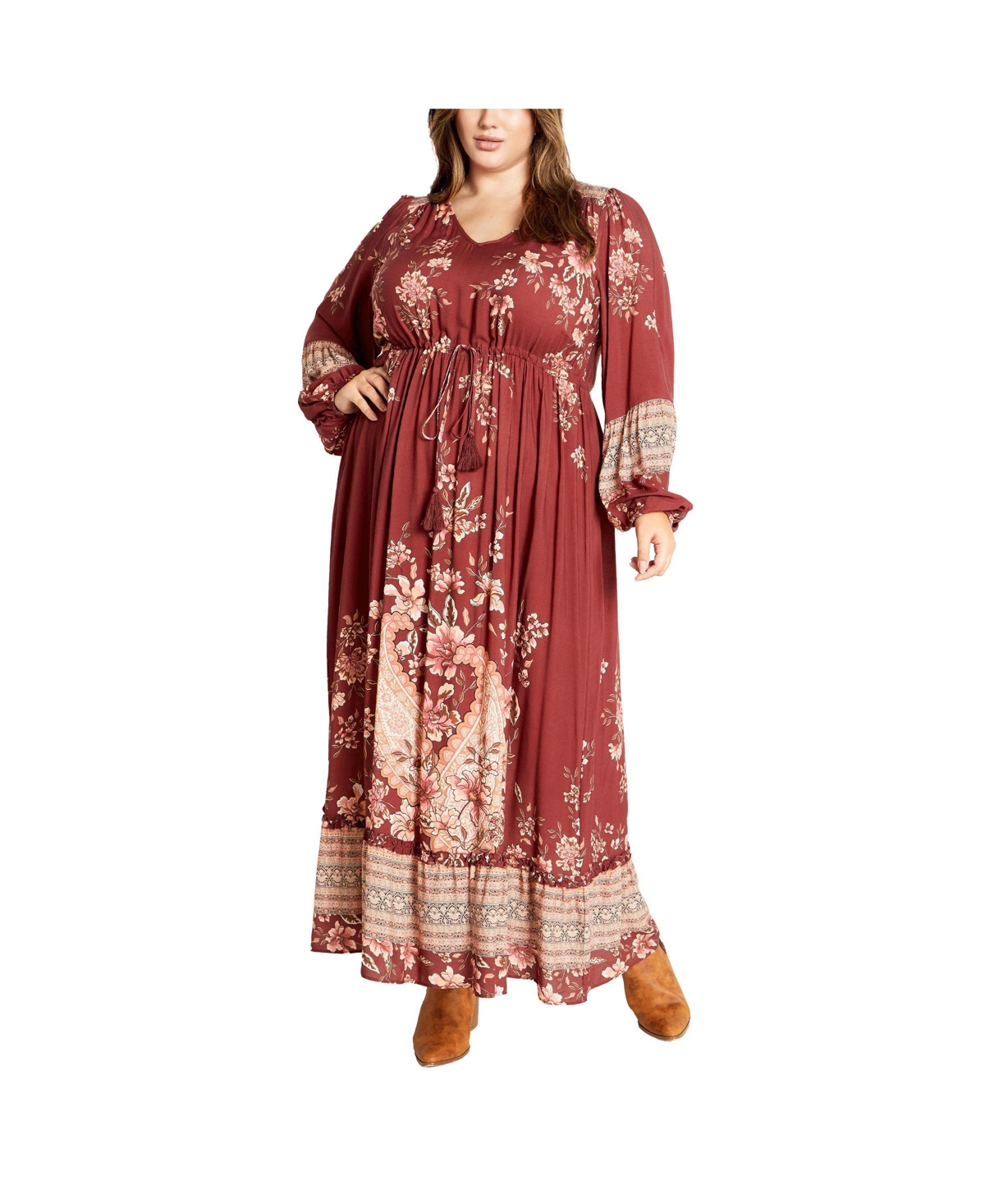 Click here for Plus Size Faith Maxi Dress - Desert rose paisley prices