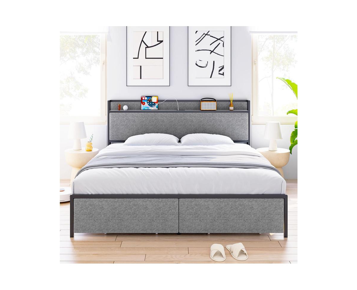 Click here for gaomon Queen Size Bed Frame with Charging Station... prices