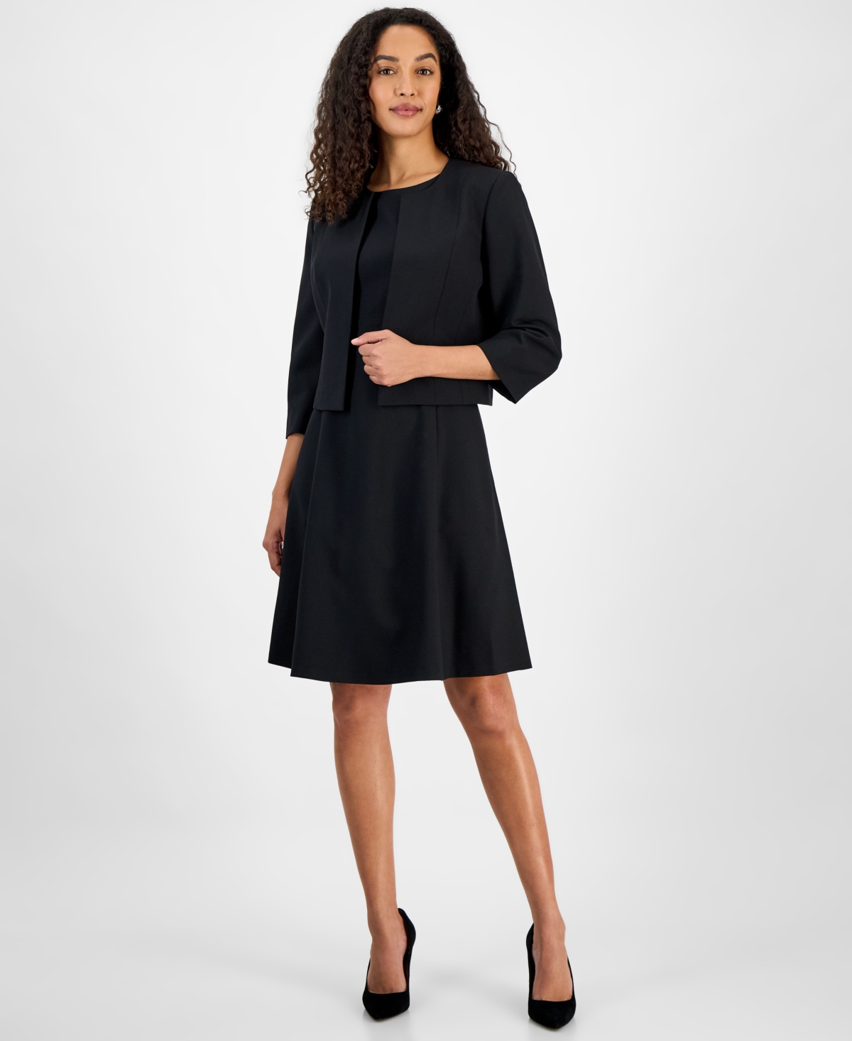 Click here for Le Suit Womens Collarless Open-Front Bolero & Scoo... prices