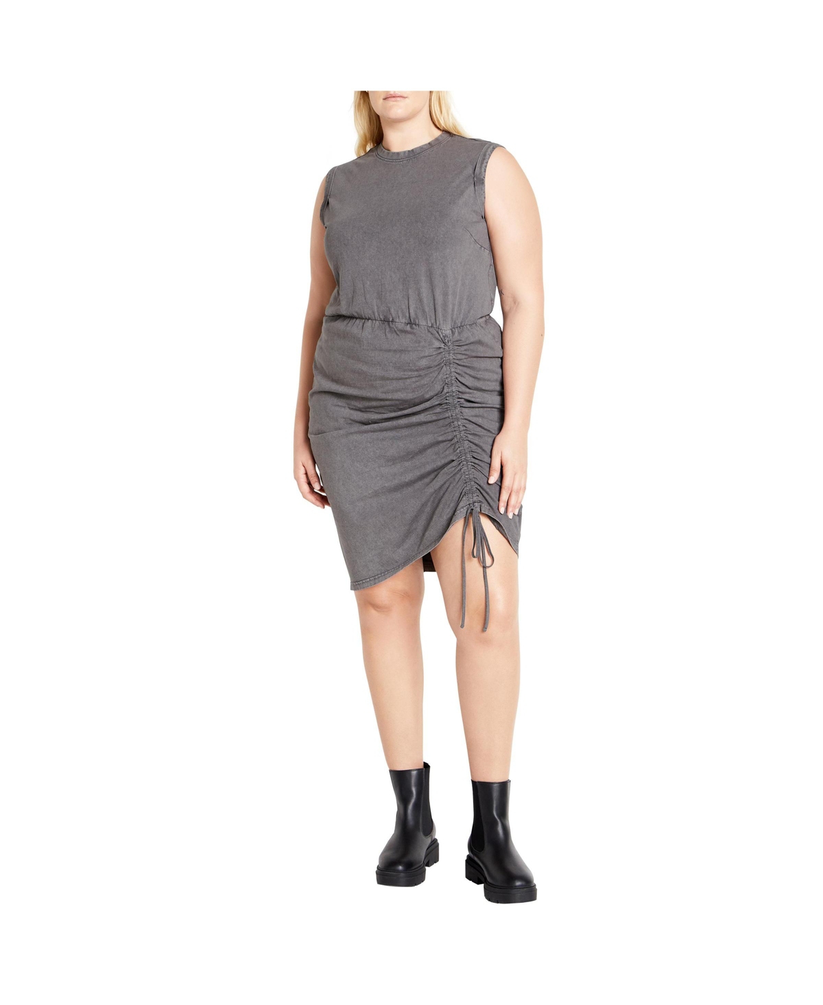 Click here for City Chic Plus Size Ivy Wash Dress - Steel acid wa... prices