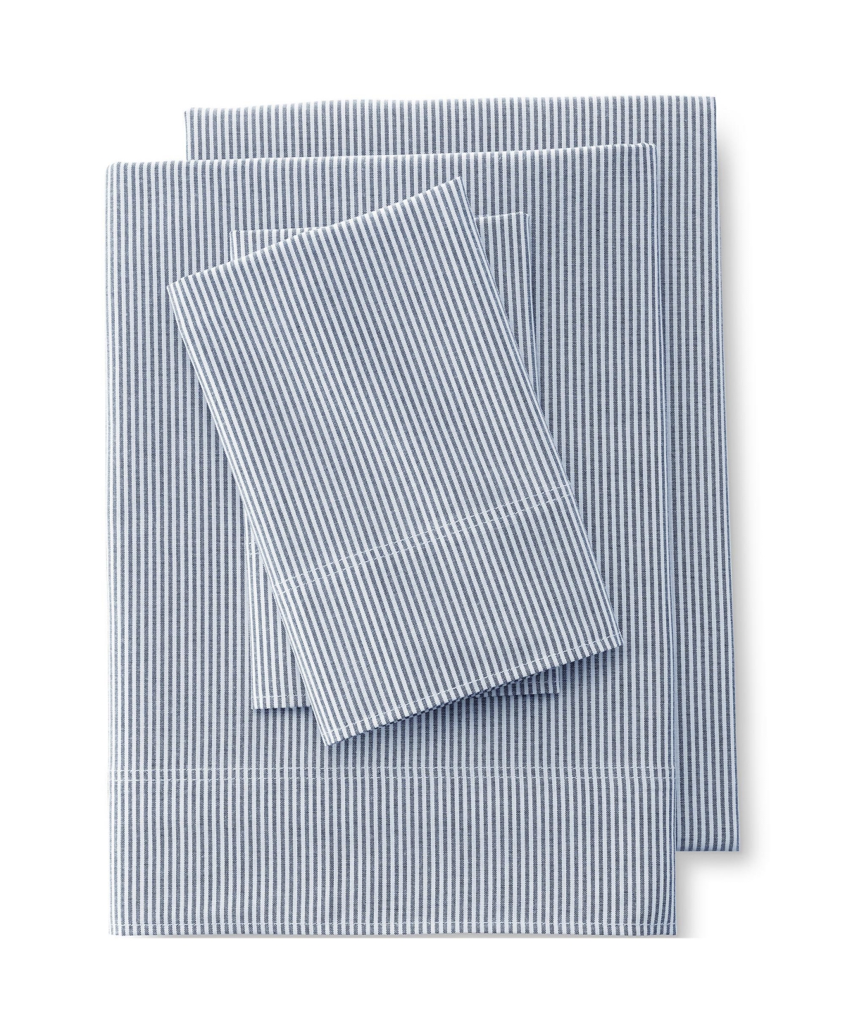 Click here for Lands End Cotton Oxford Stripe Bed Sheet Set - Dee... prices