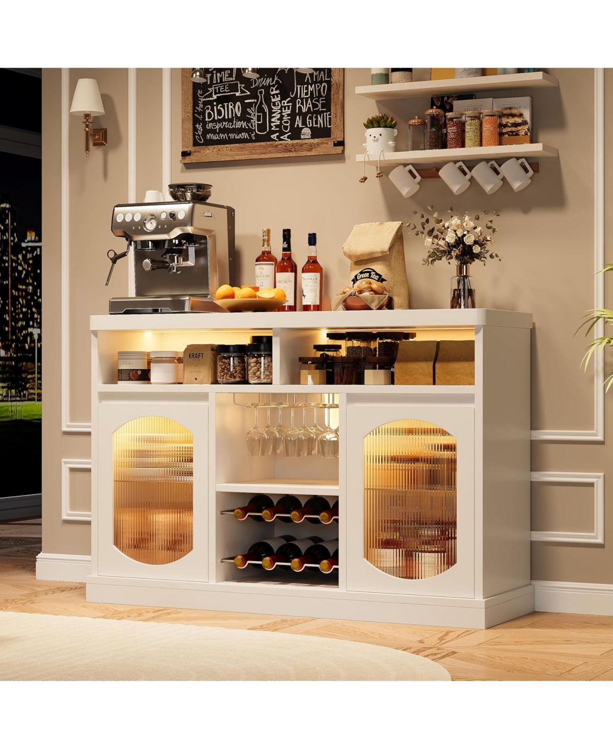 Click here for gaomon Modern Coffee Cabinet with Led Lights  Whit... prices