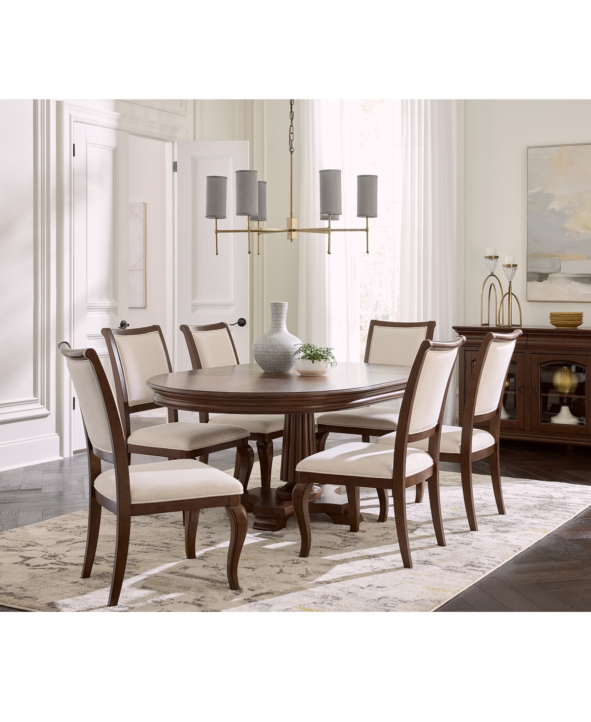 Click here for Nelman 7-Pc. Round Dining Set (Table & 6 Side Chai... prices