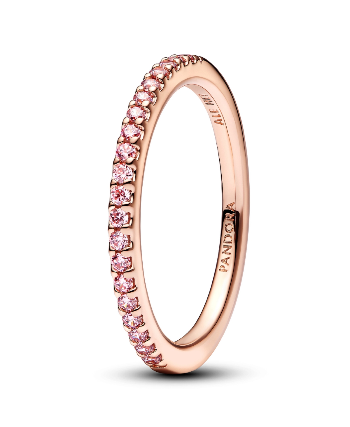 Click here for Pandora Gold-Plated Sparkling Pink Band Ring - Ros... prices