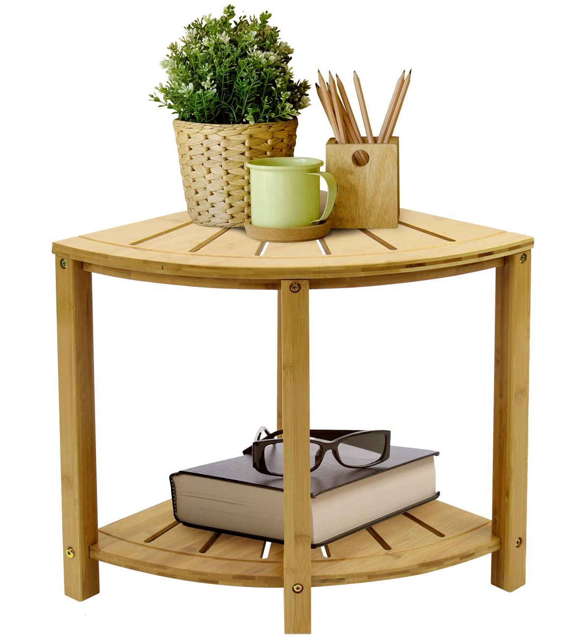 Click here for Sorbus Corner Shower Bench with Shelf 2-Tier Wood... prices