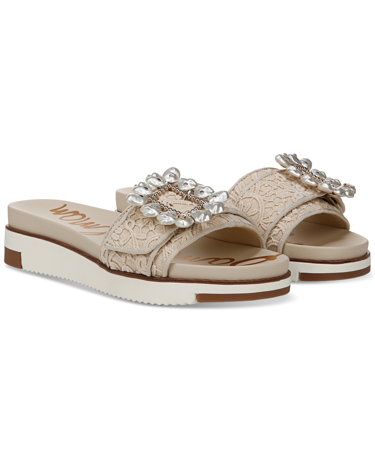 Sam Edelman Womens Ariane Platform Buckle Slide Sandals - Ivory Natural