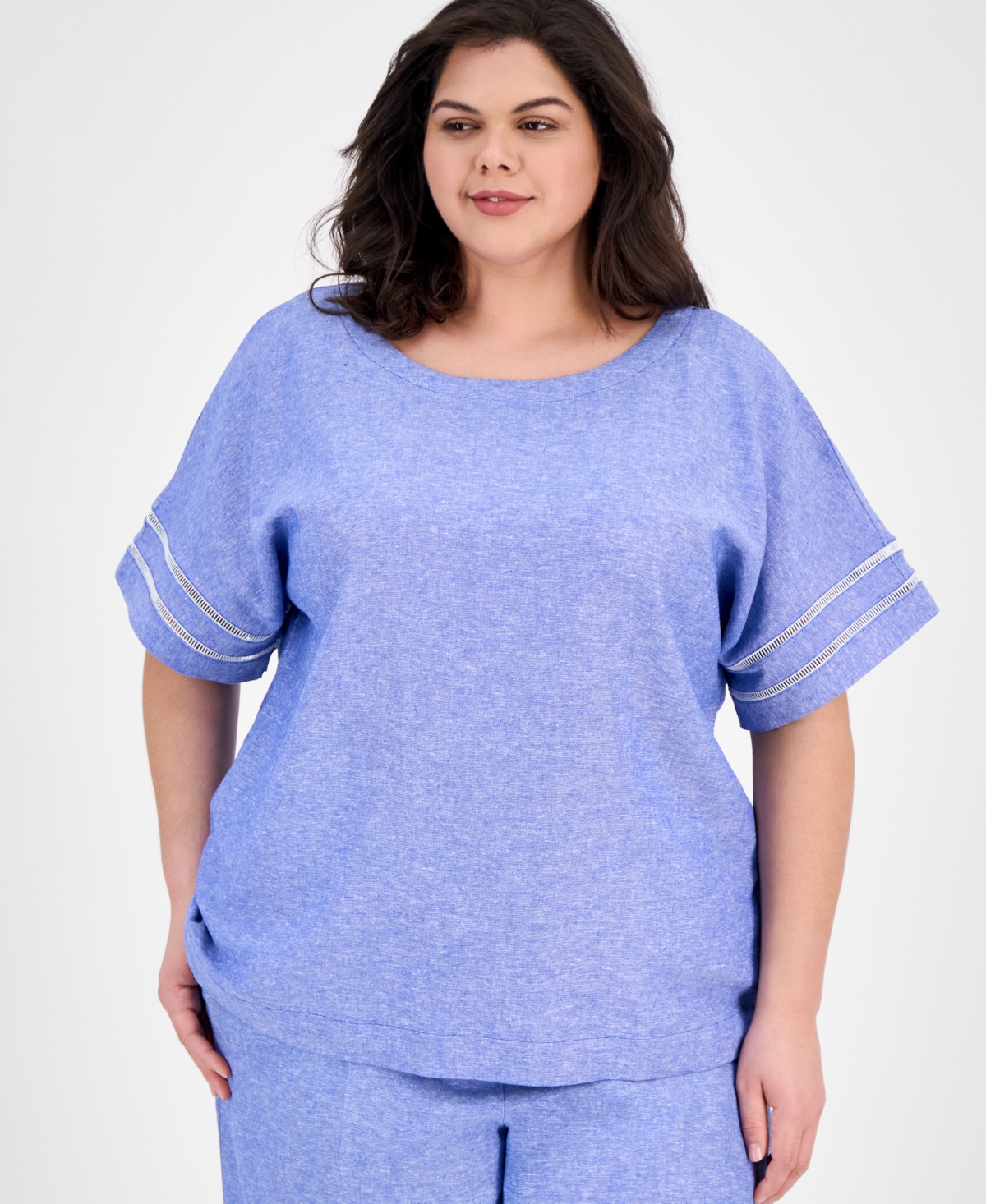 Click here for Anne Klein Plus Size Button-Back Short-Sleeve Blou... prices