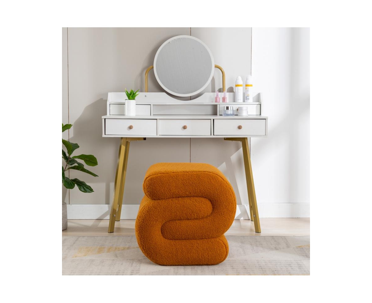 Click here for Modern S-Shape Makeup Stool  Teddy Fabric Upholste... prices
