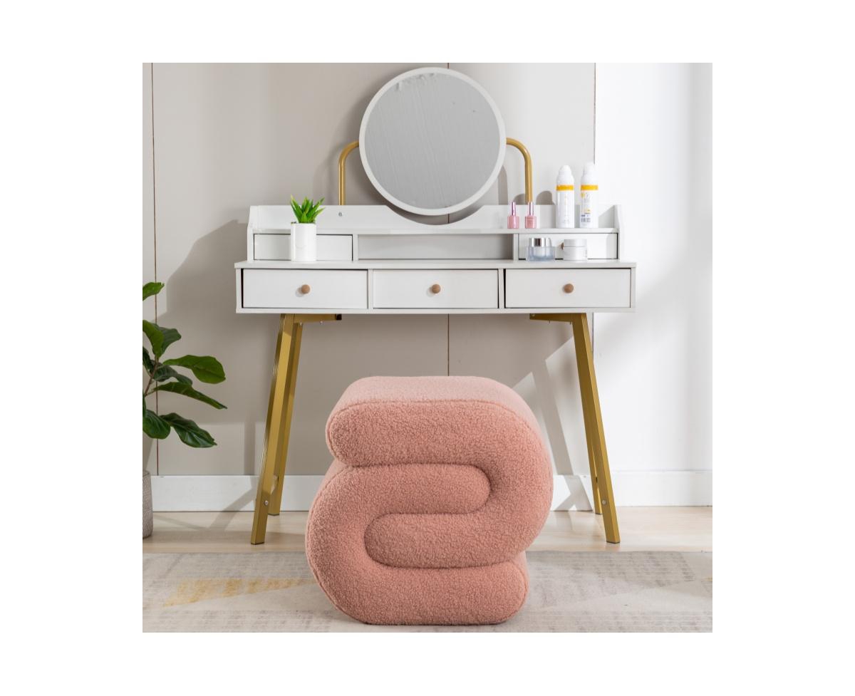 Click here for Modern S-Shape Makeup Stool  Teddy Fabric Upholste... prices