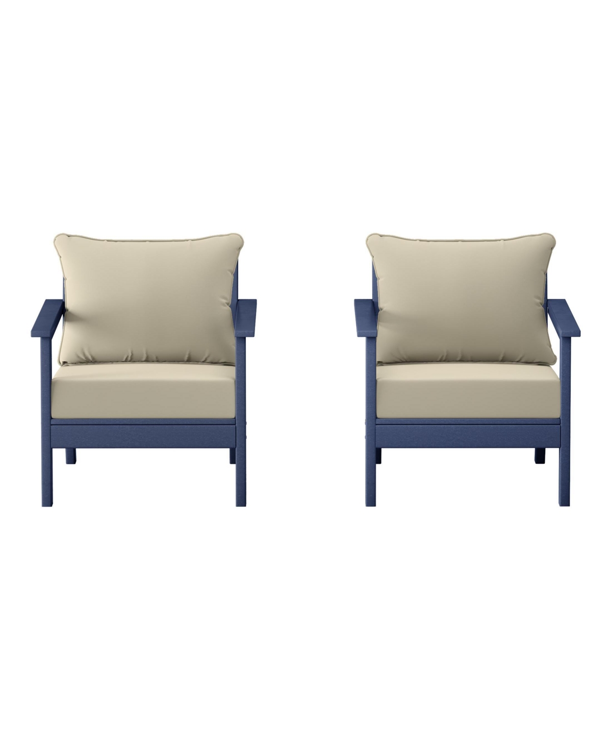 Click here for Outdoor Modern Hdpe Patio Navy Blue Club Chairs wi... prices