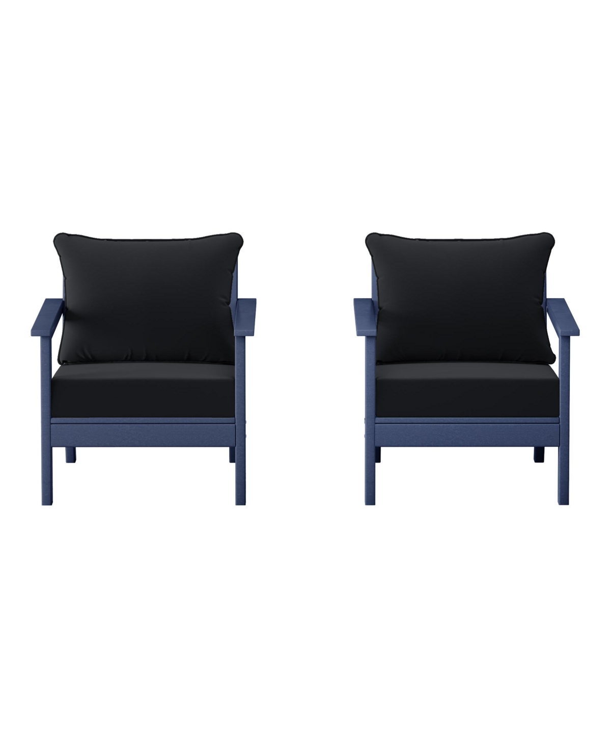 Click here for Outdoor Modern Hdpe Patio Navy Blue Club Chairs wi... prices