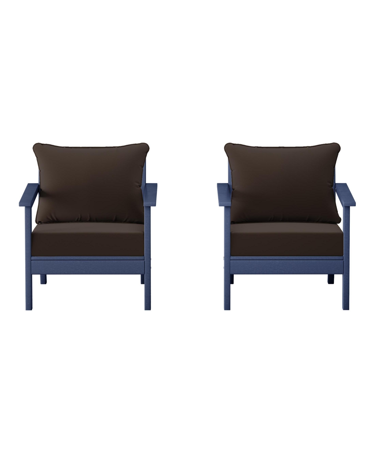 Click here for Outdoor Modern Hdpe Patio Navy Blue Club Chairs wi... prices