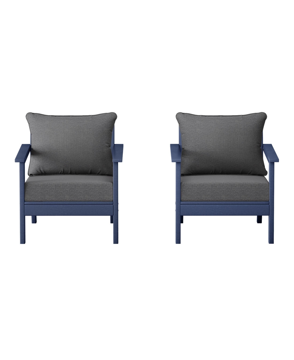Click here for Outdoor Modern Hdpe Patio Navy Blue Club Chairs wi... prices