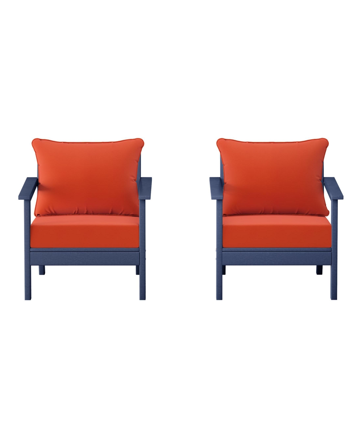 Click here for Outdoor Modern Hdpe Patio Navy Blue Club Chairs wi... prices