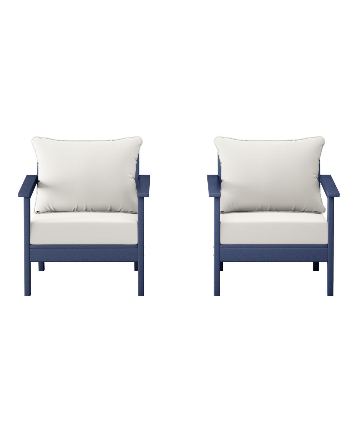 Click here for Outdoor Modern Hdpe Patio Navy Blue Club Chairs wi... prices