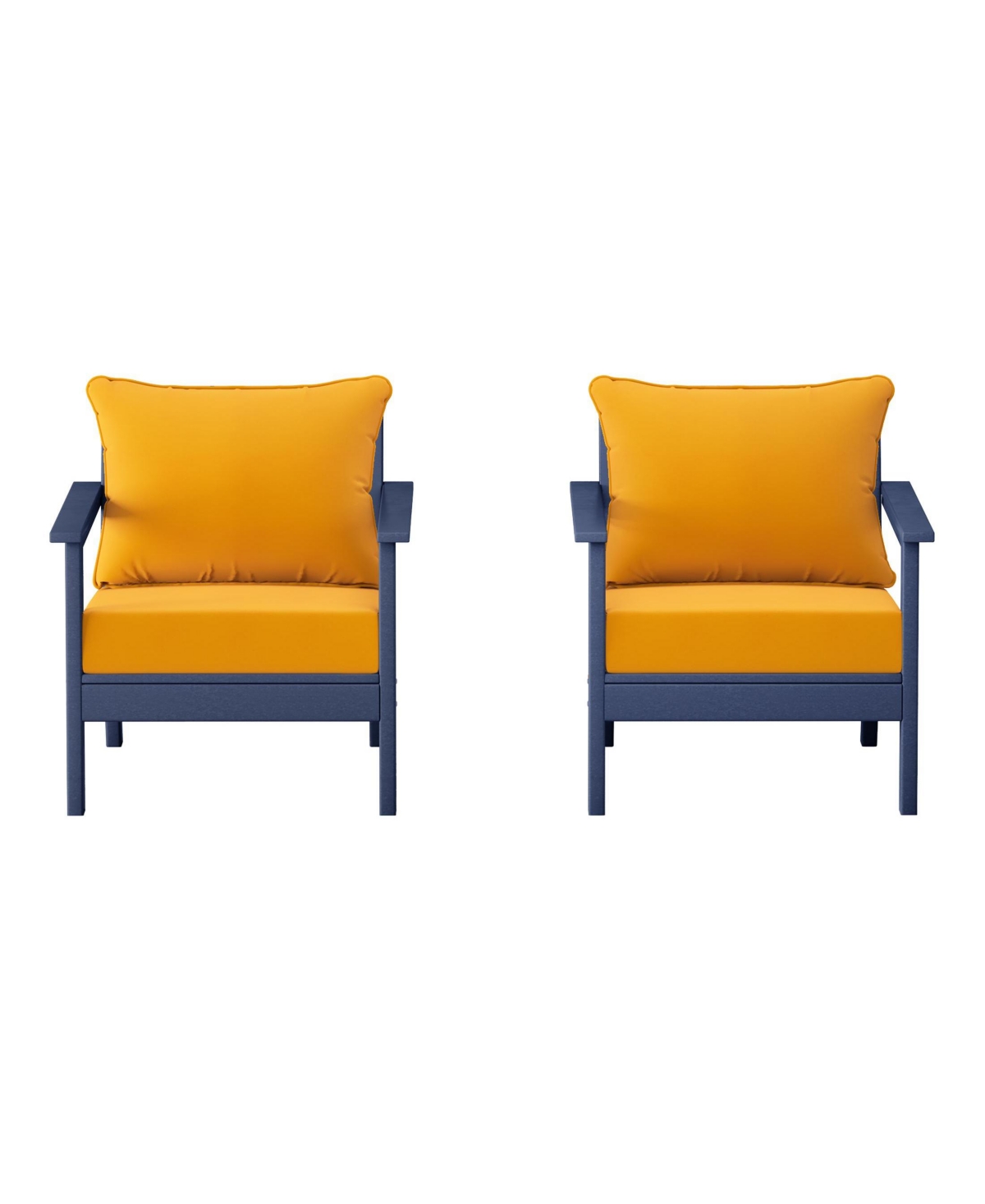 Click here for Outdoor Modern Hdpe Patio Navy Blue Club Chairs wi... prices
