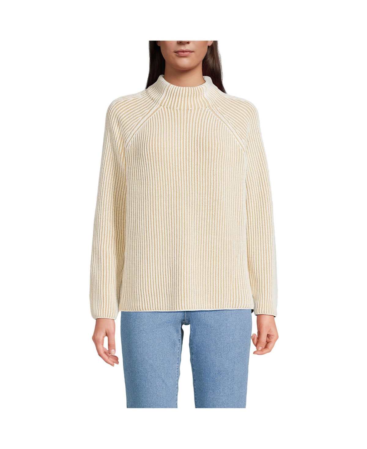 Click here for Lands End Womens Drifter Two Color Shaker Mock Nec... prices